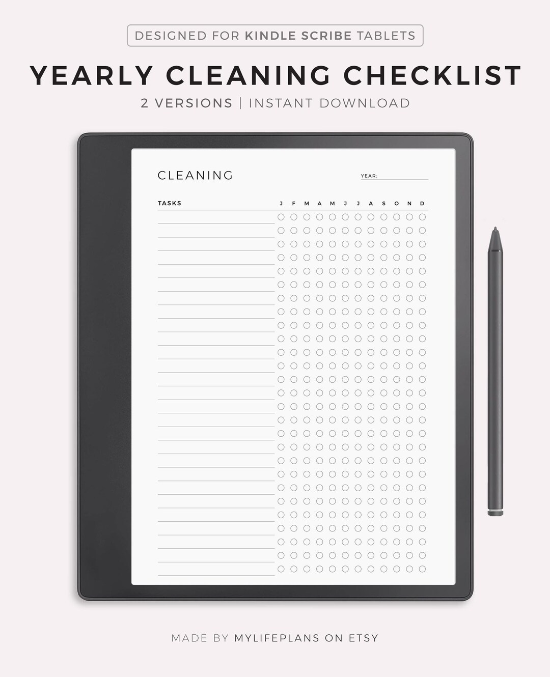 Yearly Cleaning Checklist for Kindle Scribe, Cleaning to Do List ...