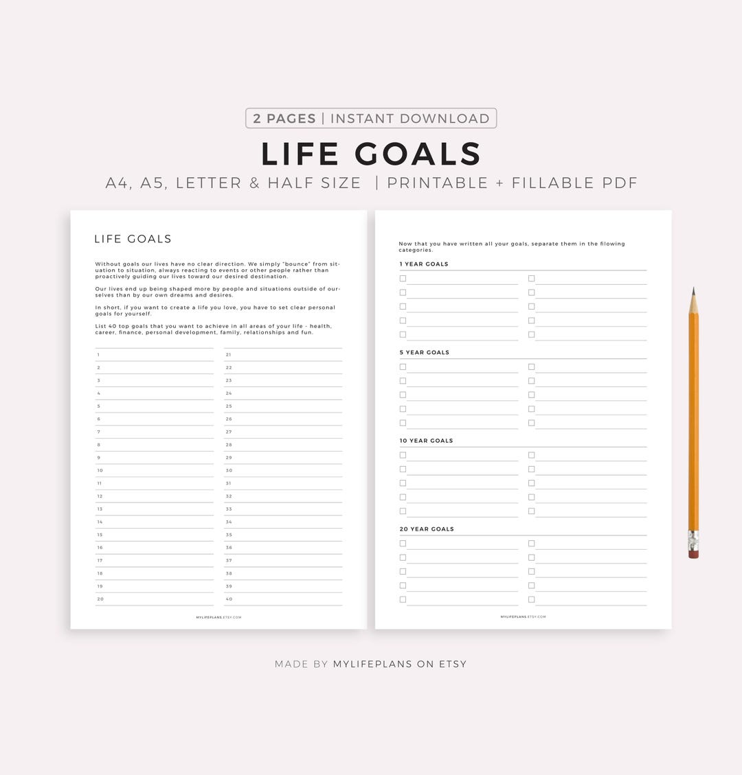 Life Goals Planner, Goal Setting, Life Vision Planner, My Future, Dream ...