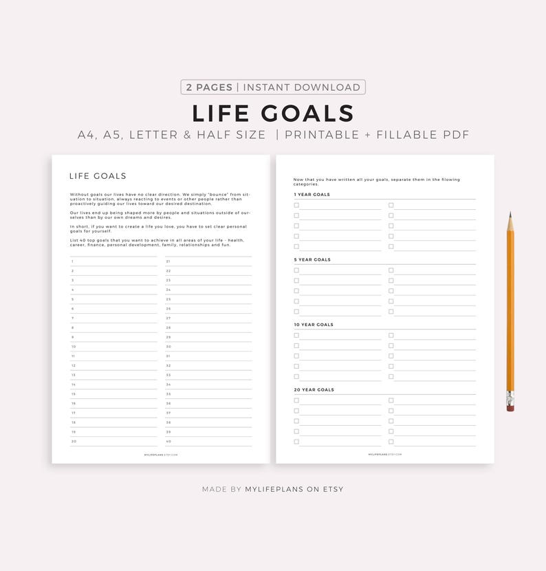 Life Goals Planner, Goal Setting, Life Vision Planner, My Future, Dream ...