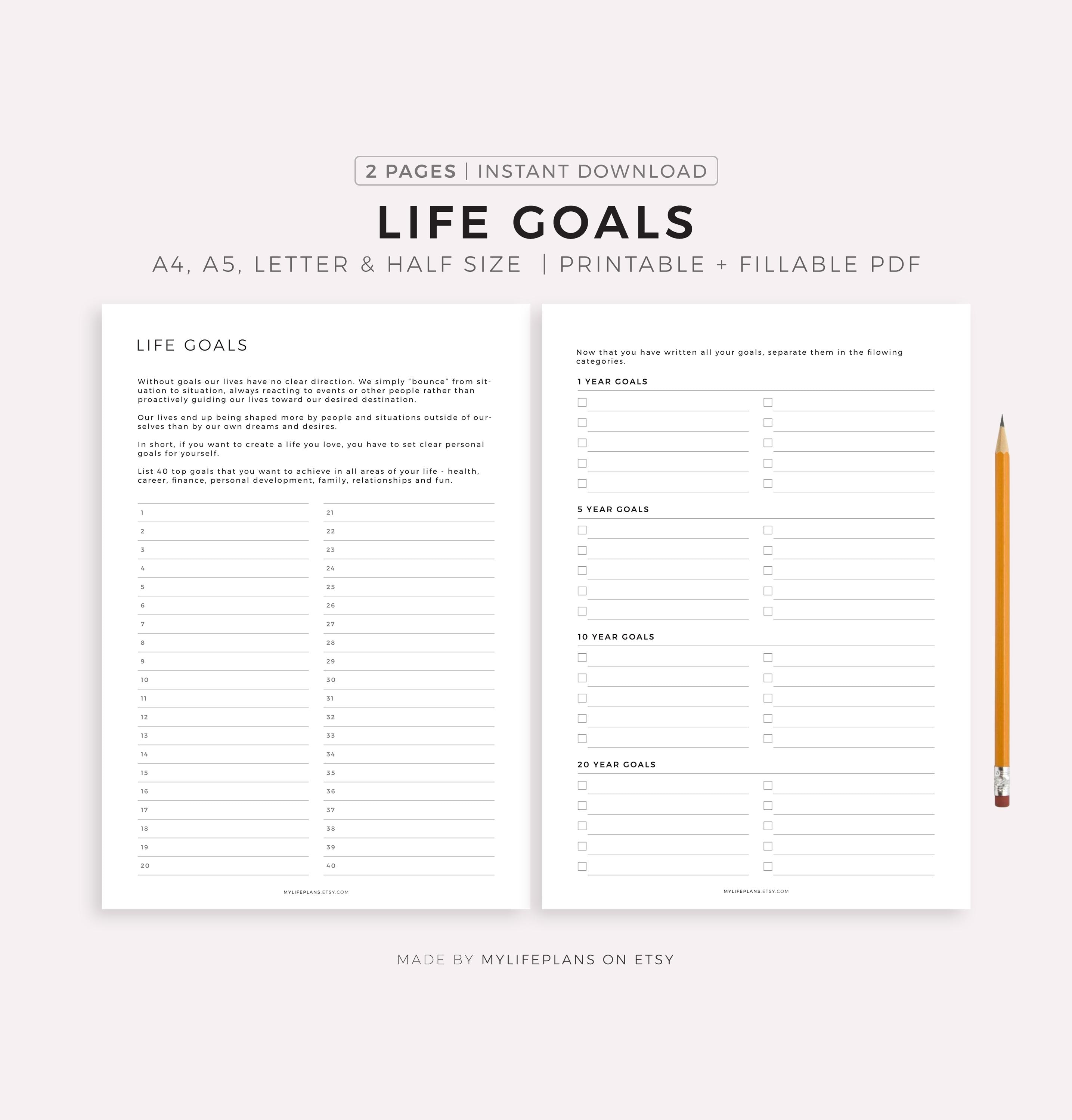 Life Goals Planner, Goal Setting, Life Vision Planner, My Future, Dream ...