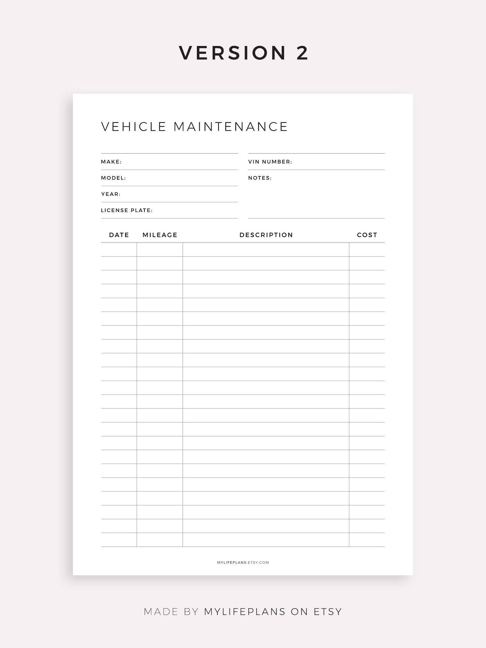 Vehicle Maintenance Log Book, Vehicle Service Tracker, Vehicle Repairs ...