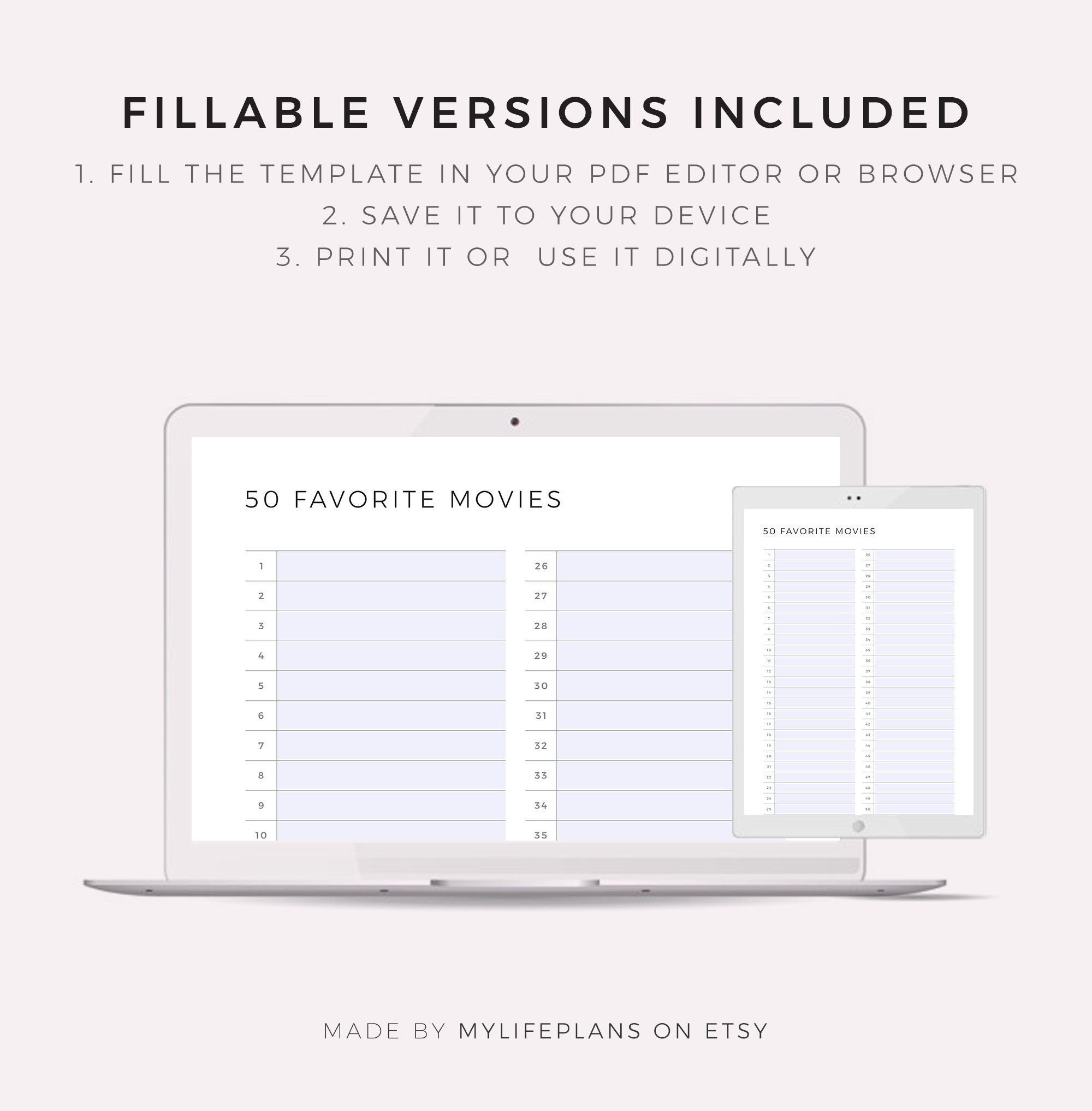 My Favorite Movies List, Best Movies I've Watched, Movie Ranking, A4/a5 ...