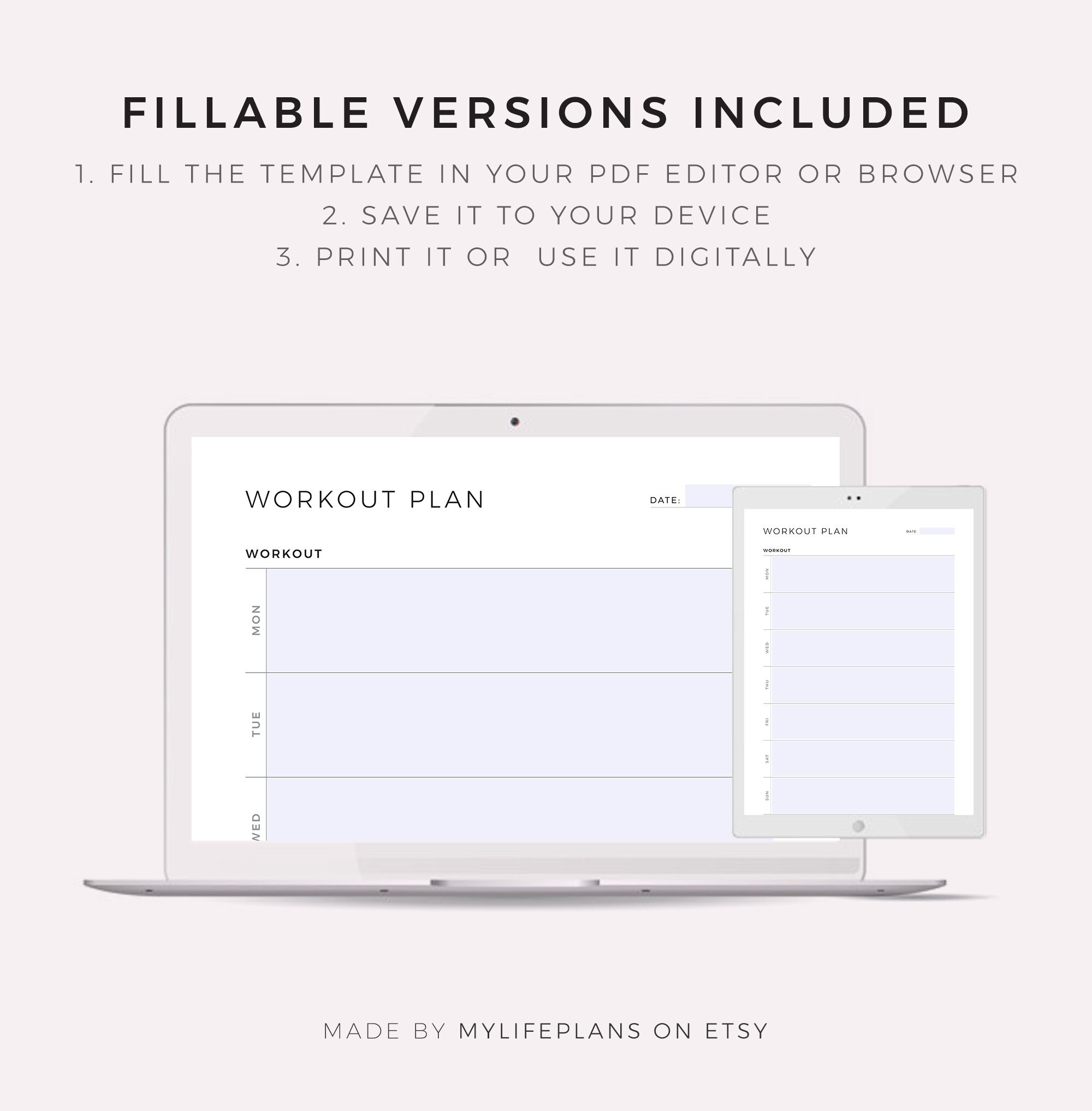 Weekly Workout Planner Printable 7 Days Fitness Planner - Etsy