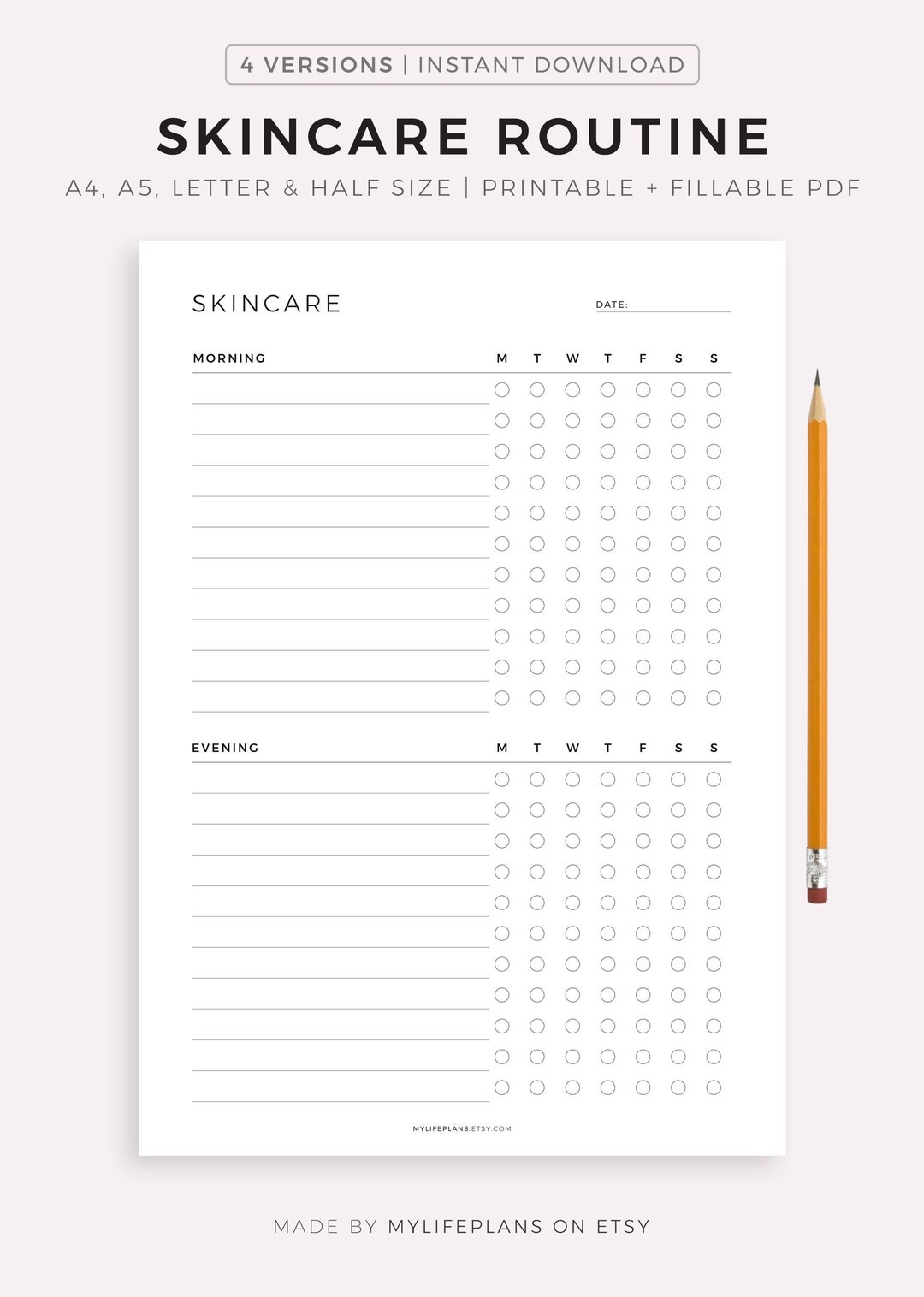 Skincare Routine Planner Printable, Beauty Planner, Daily Self Care ...