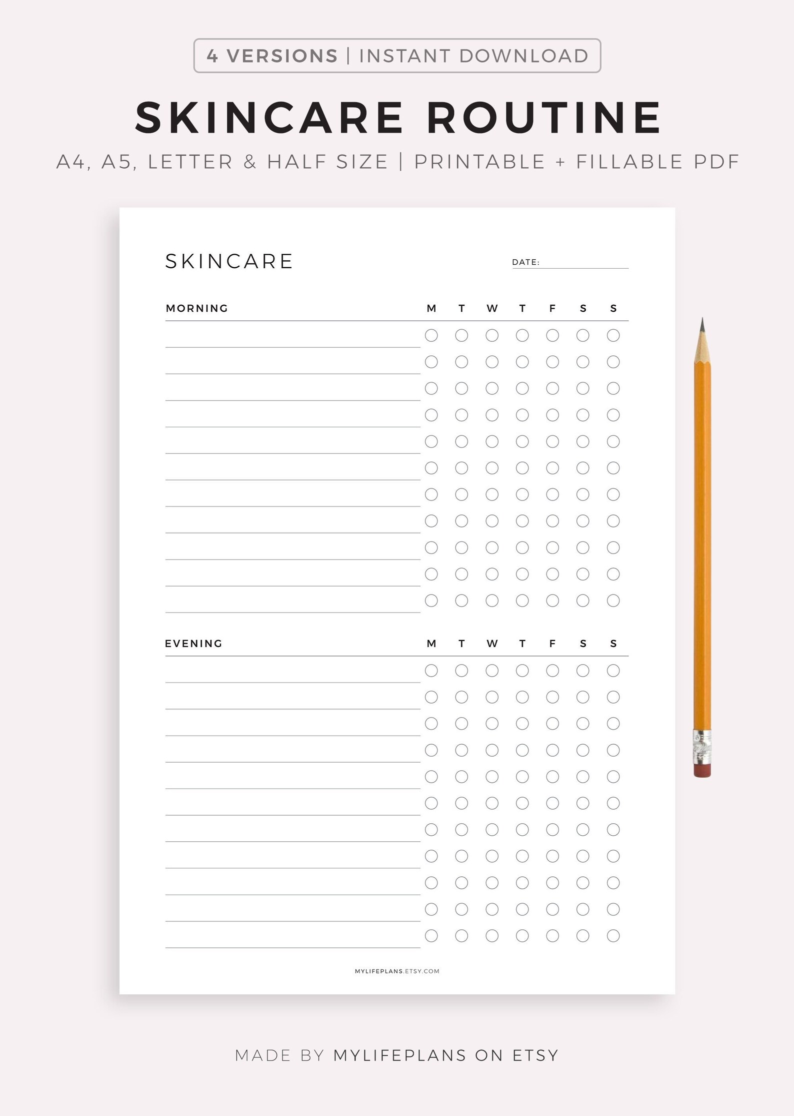 Skincare Routine Planner Printable Beauty Planner Daily Self - Etsy