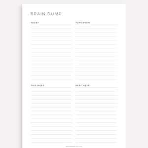 Brain Dump Printable, Priorities Organizer, to Do List Template, Get It ...