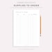 Supplies to Order Tracker Printable, Supplies Management Form, Small ...