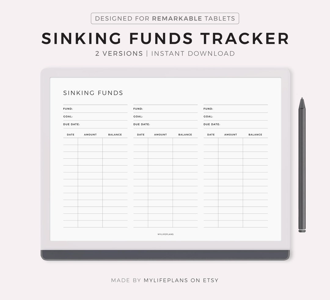 Sinking Funds Tracker for Remarkable 2, Landscape, Savings Tracker ...