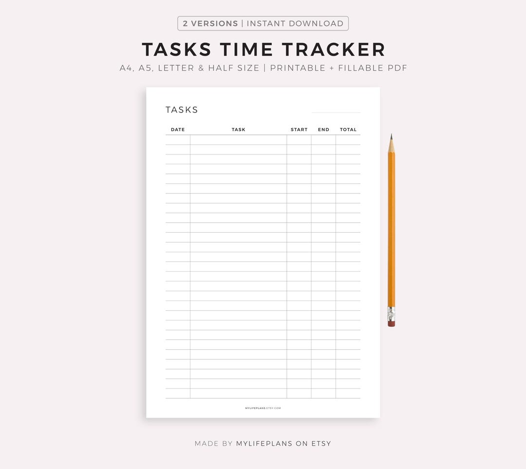 Task Time Tracker, Working Hours Tracker, Time Spent Log, Activity ...
