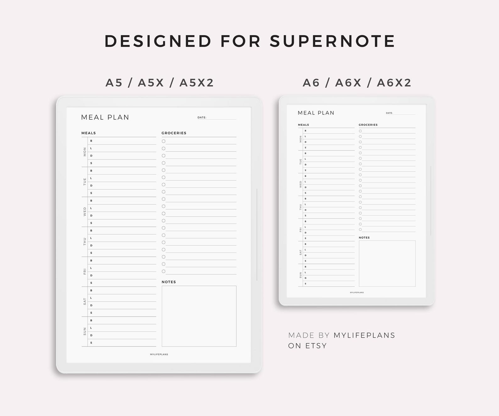 Weekly Meal Planner With Grocery List, 7 Day Menu Plan, Food Planner ...