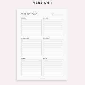 Five Day Weekly Planner for Supernote A5X2/A5X/A5/A6X2/A6X/A6, Weekly ...
