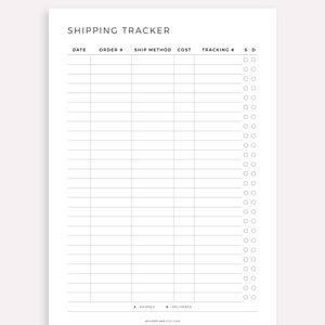 Shipping Tracker Printable Template, Shipping Planner, Shipping Log ...