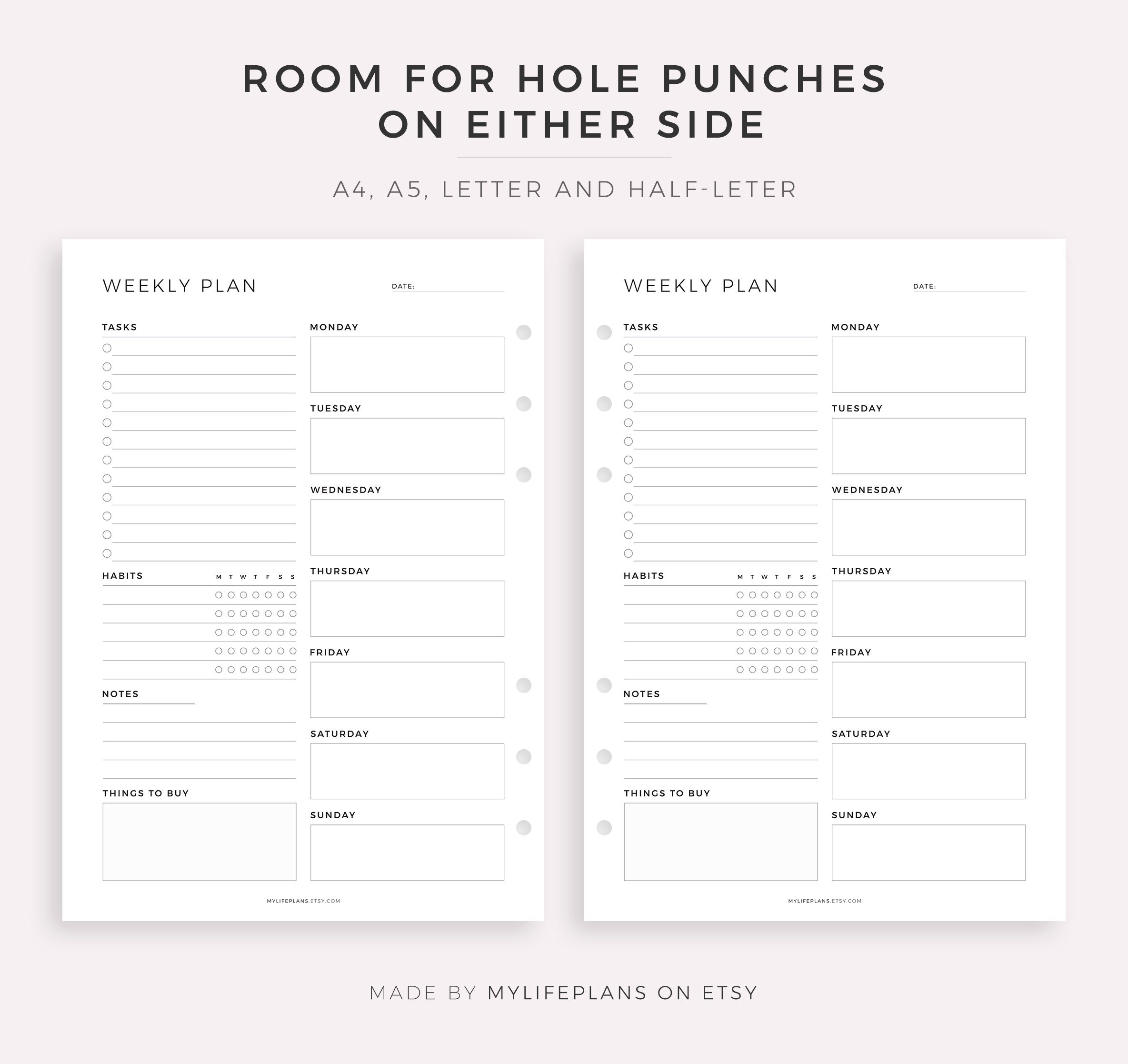 Printable Week Planner PDF, Weekly to Do List, Weekly Habit Tracker ...