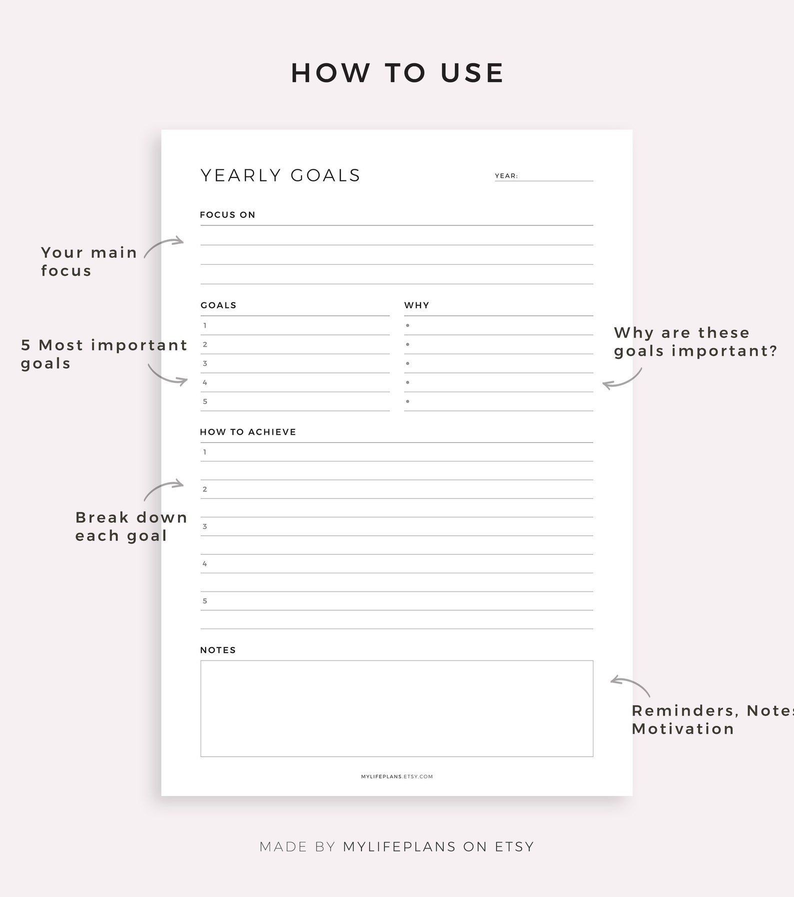 Goal Planner Weekly Goals Monthly Goals Quarterly Goals - Etsy
