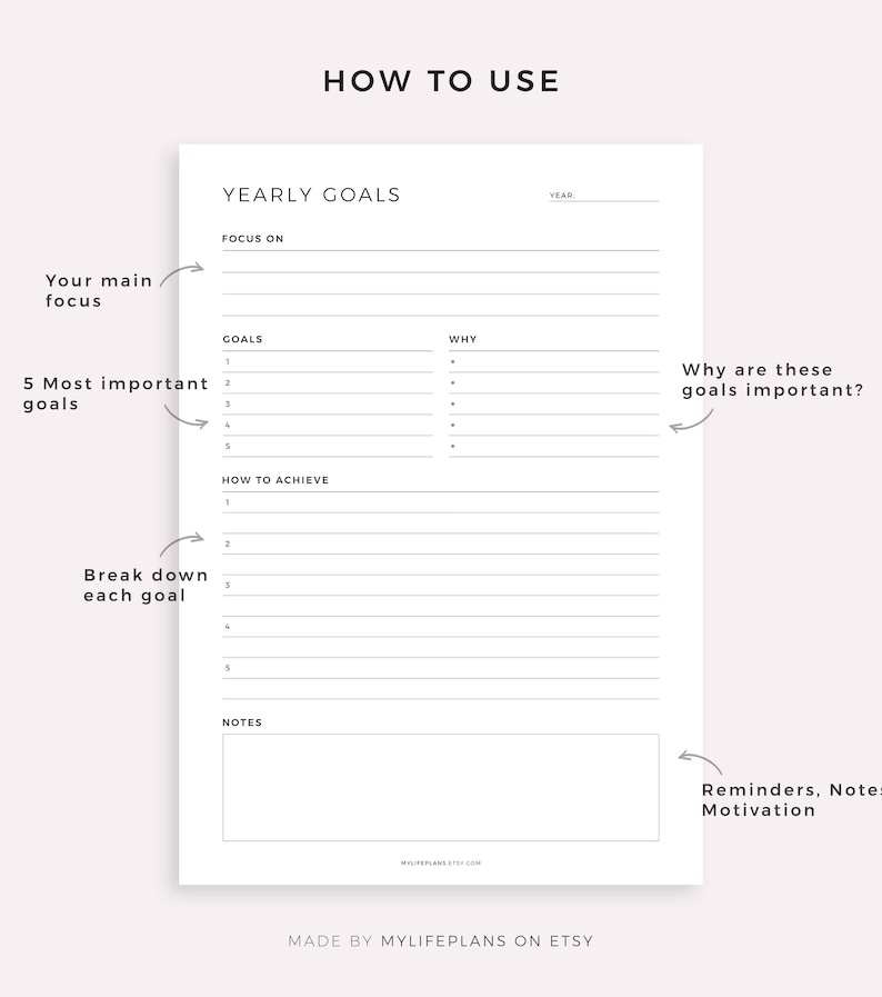 Goal Planner - Weekly Goals, Monthly Goals, Quarterly Goals, Yearly ...
