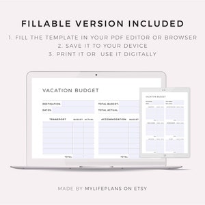 Vacation Budget Planner Printable, Travel Spending Worksheet Template ...
