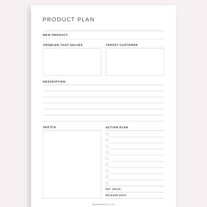 New Product Planner Printable, Product Development, Product Launch ...