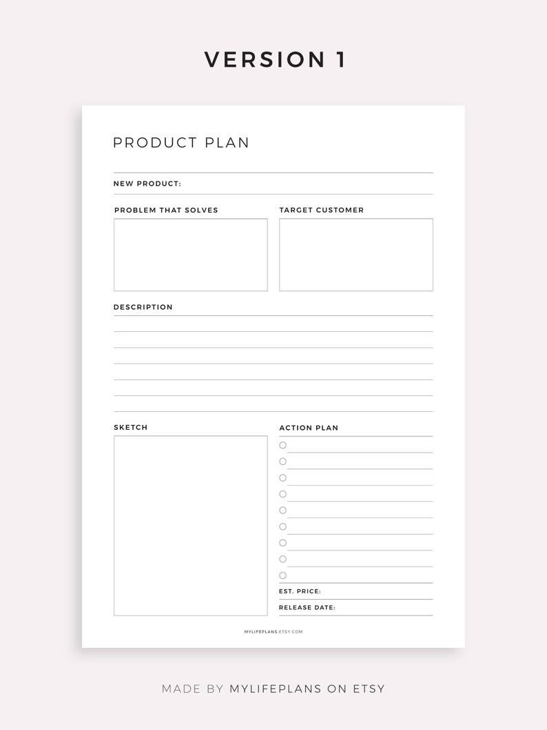 New Product Planner Printable, Product Development, Product Launch ...