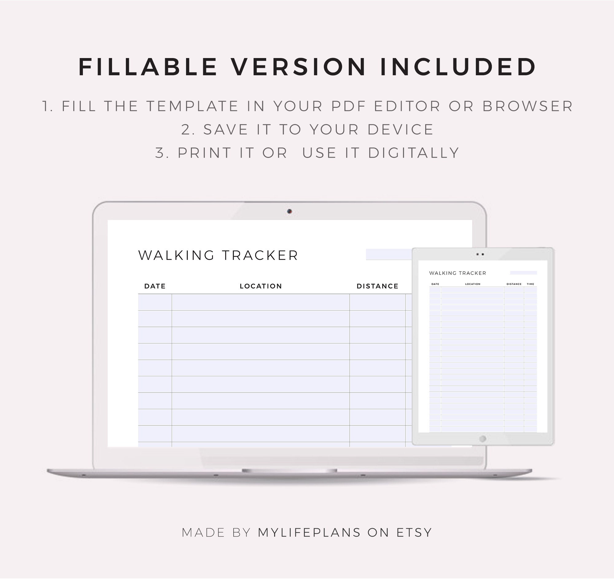 Walking Tracker Printable, Walking Journal, Walking Log, Daily Exercise ...