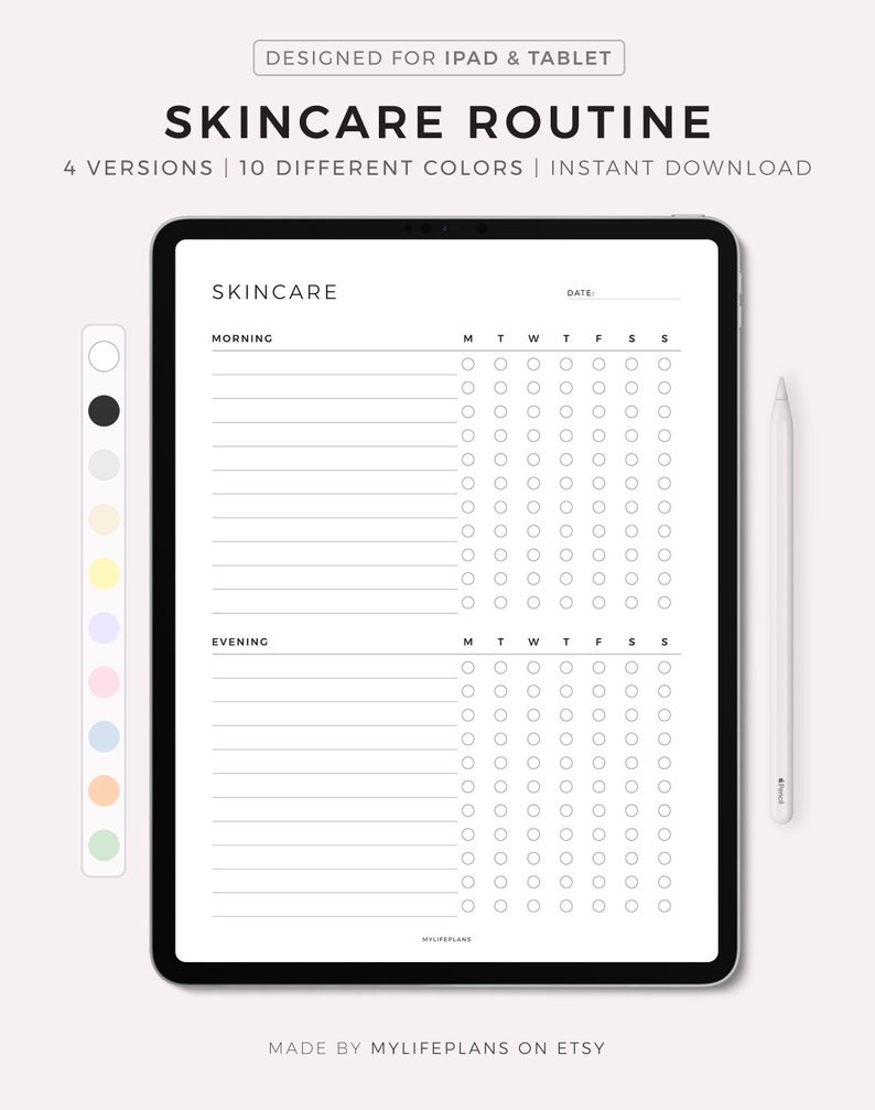 Digital Skincare Routine Planner, Beauty Planner, Daily Self Care ...