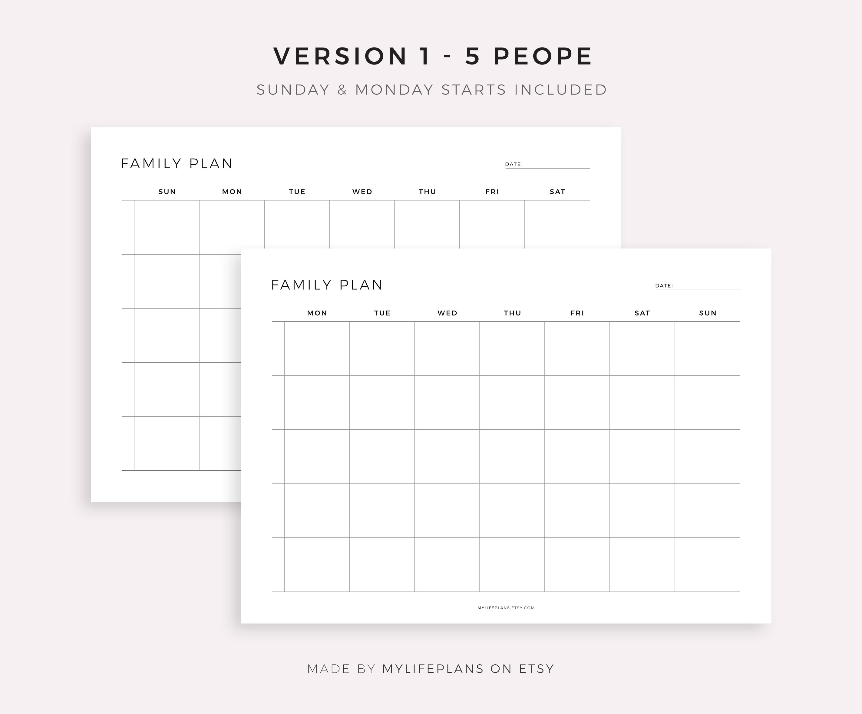 Family Weekly Planner Printable Landscape, Family Schedule, Family ...