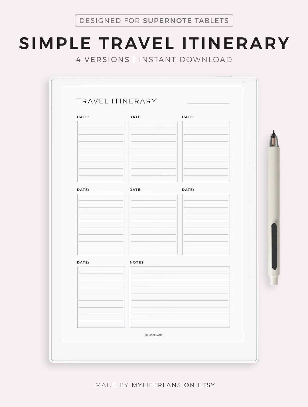 Simple Travel Itinerary, Travel Planner Template, Vacation Planner ...