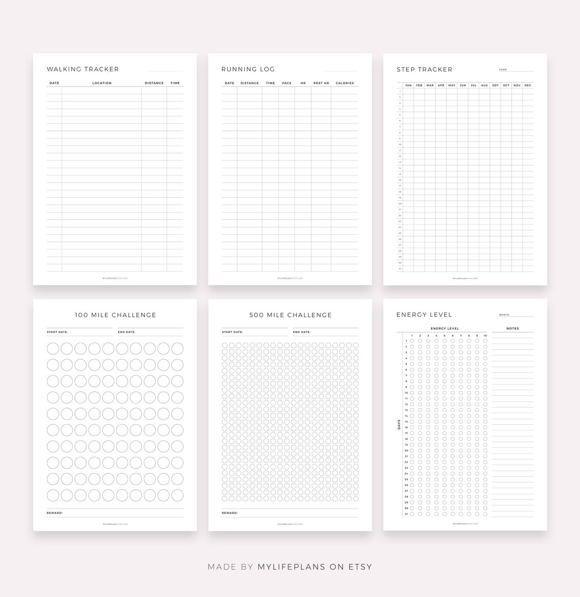 Fitness, Diet & Health Planner Inserts Bundle, A4/a5/letter/half Letter ...