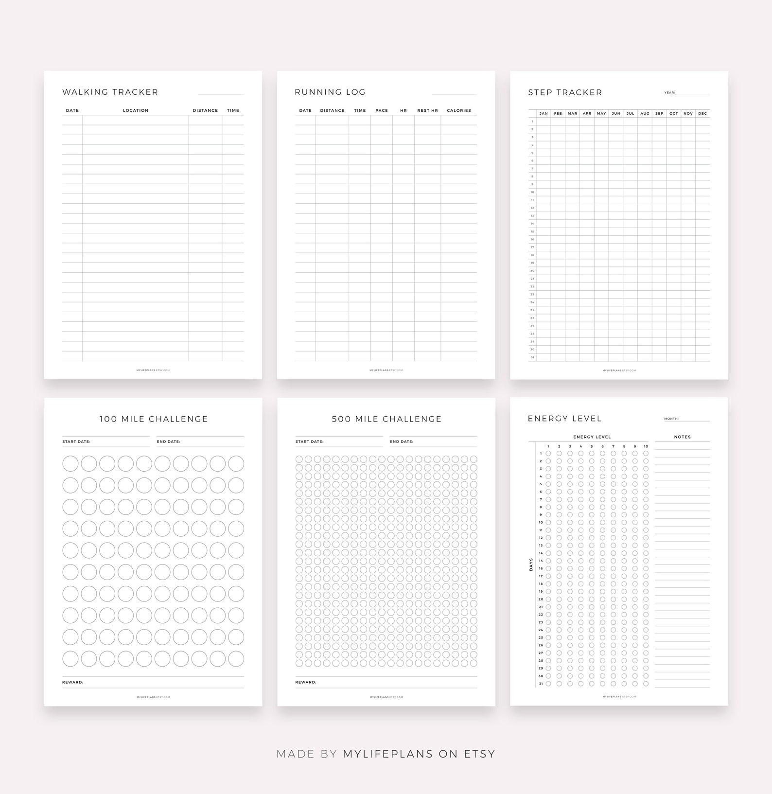 Fitness, Diet & Health Planner Inserts Bundle, A4/a5/letter/half Letter ...