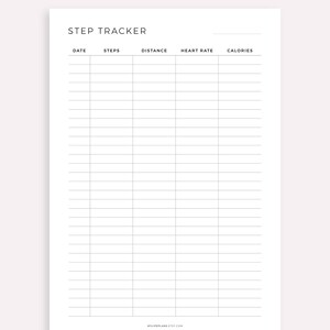 Step Tracker Printable, Step Log, Walking Journal, Exercise Log, Health ...