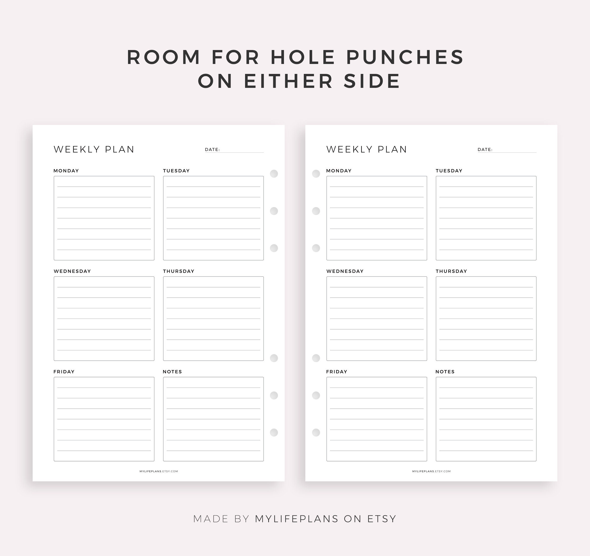 Five Day Weekly Planner Printable Student Planner Desk | Etsy