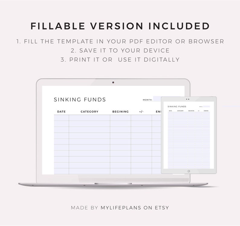 Simple Sinking Funds Tracker Printable, Savings Tracker, Savings ...