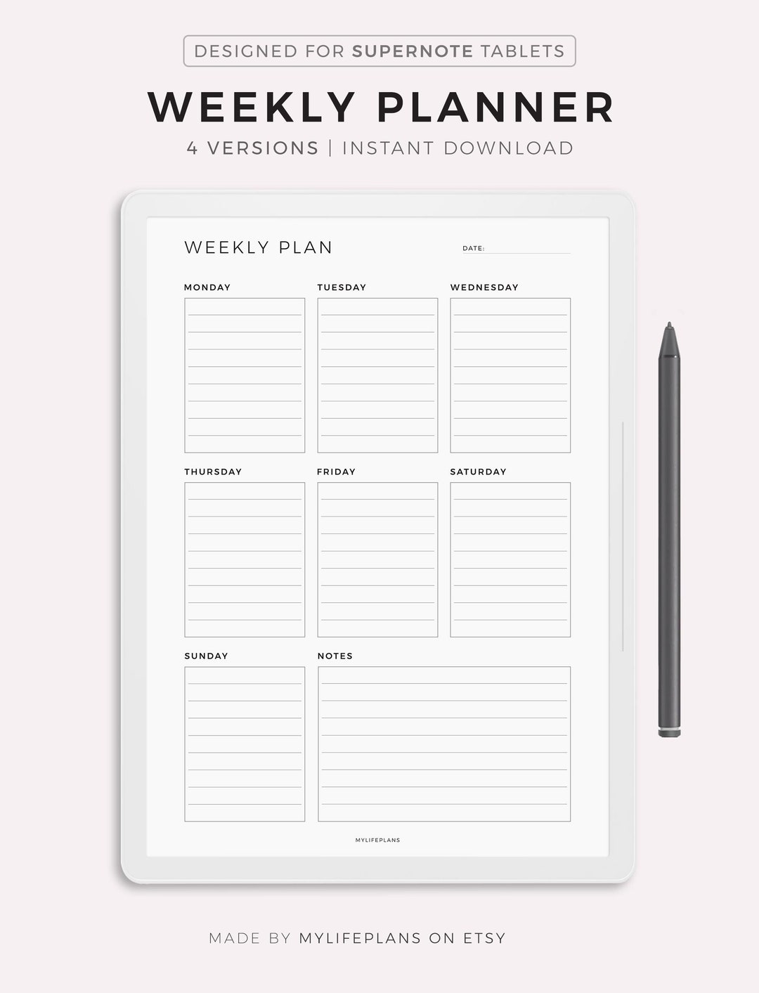 Weekly Planner to Do List, Minimal Weekly Schedule, Weekly Organizer ...