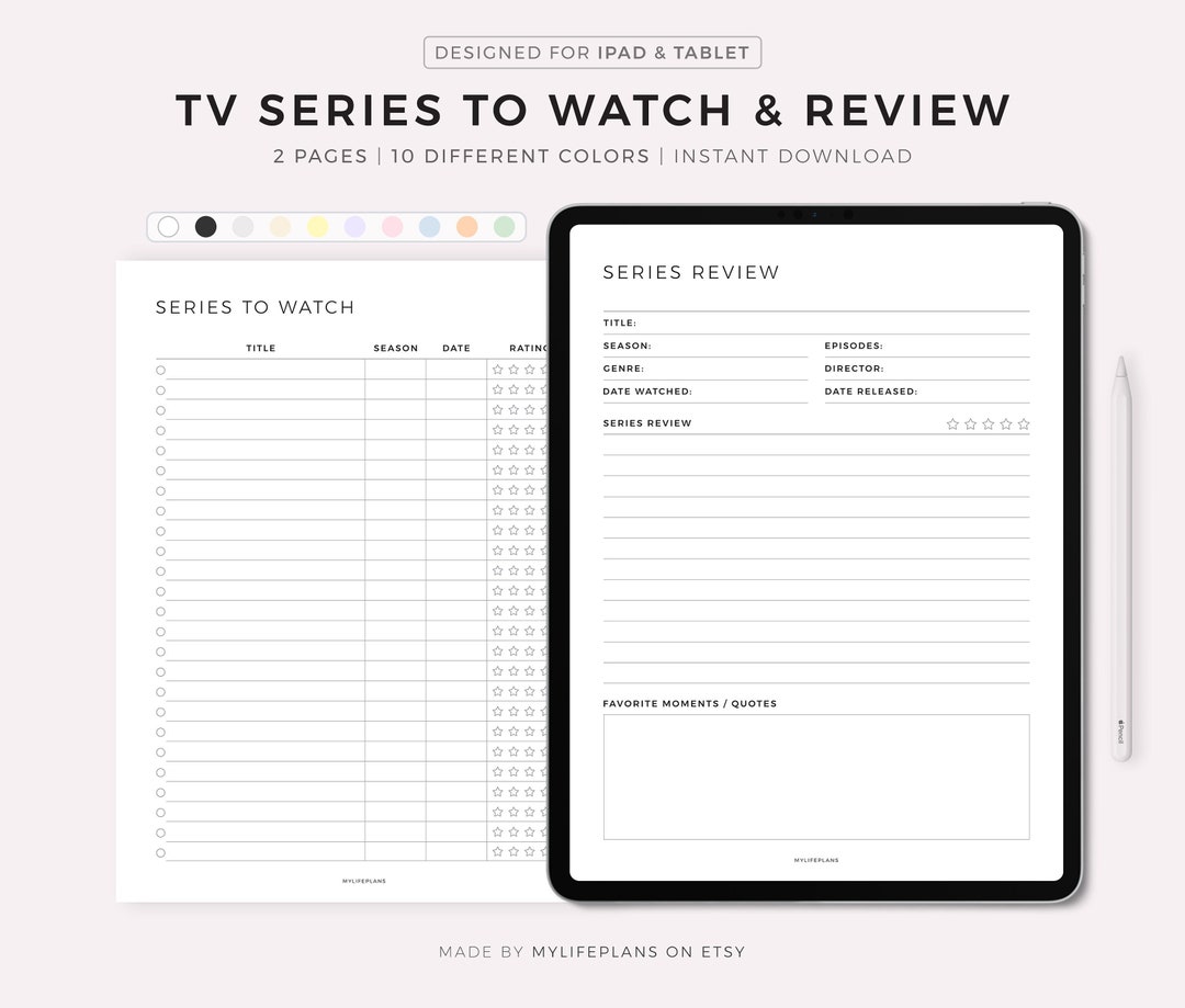 TV Series to Watch Plan & Review Page, Digital Planner for Goodnotes ...