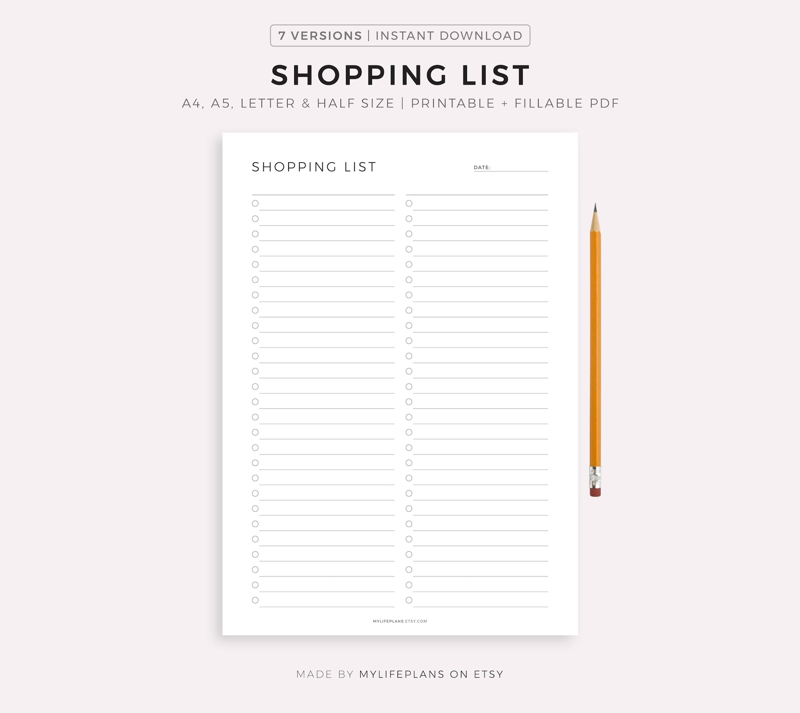 Printable Shopping List Template, to Buy List, Item Checklist, Shopping ...