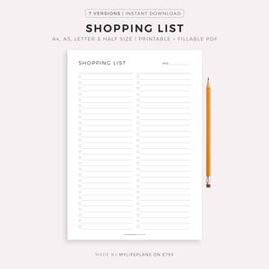Printable Shopping List Template, to Buy List, Item Checklist, Shopping ...
