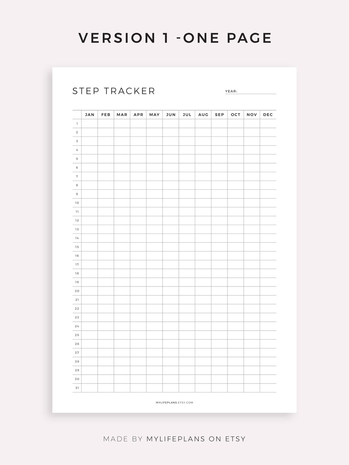 365 Day Step Tracker Printable Daily Step Record Exercise - Etsy UK