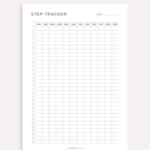 365 Day Step Tracker Printable, Daily Step Record, Exercise Log ...