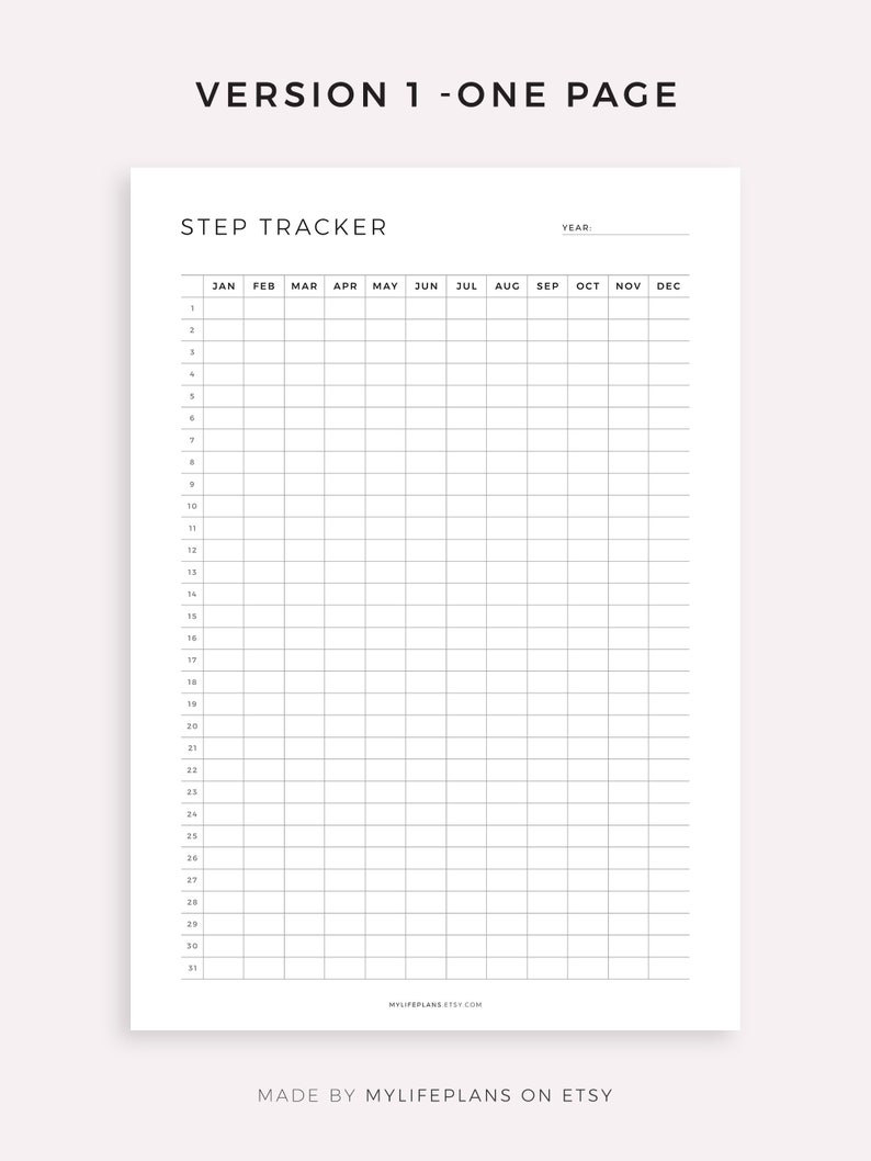 365 Day Step Tracker Printable Daily Step Record Exercise - Etsy UK