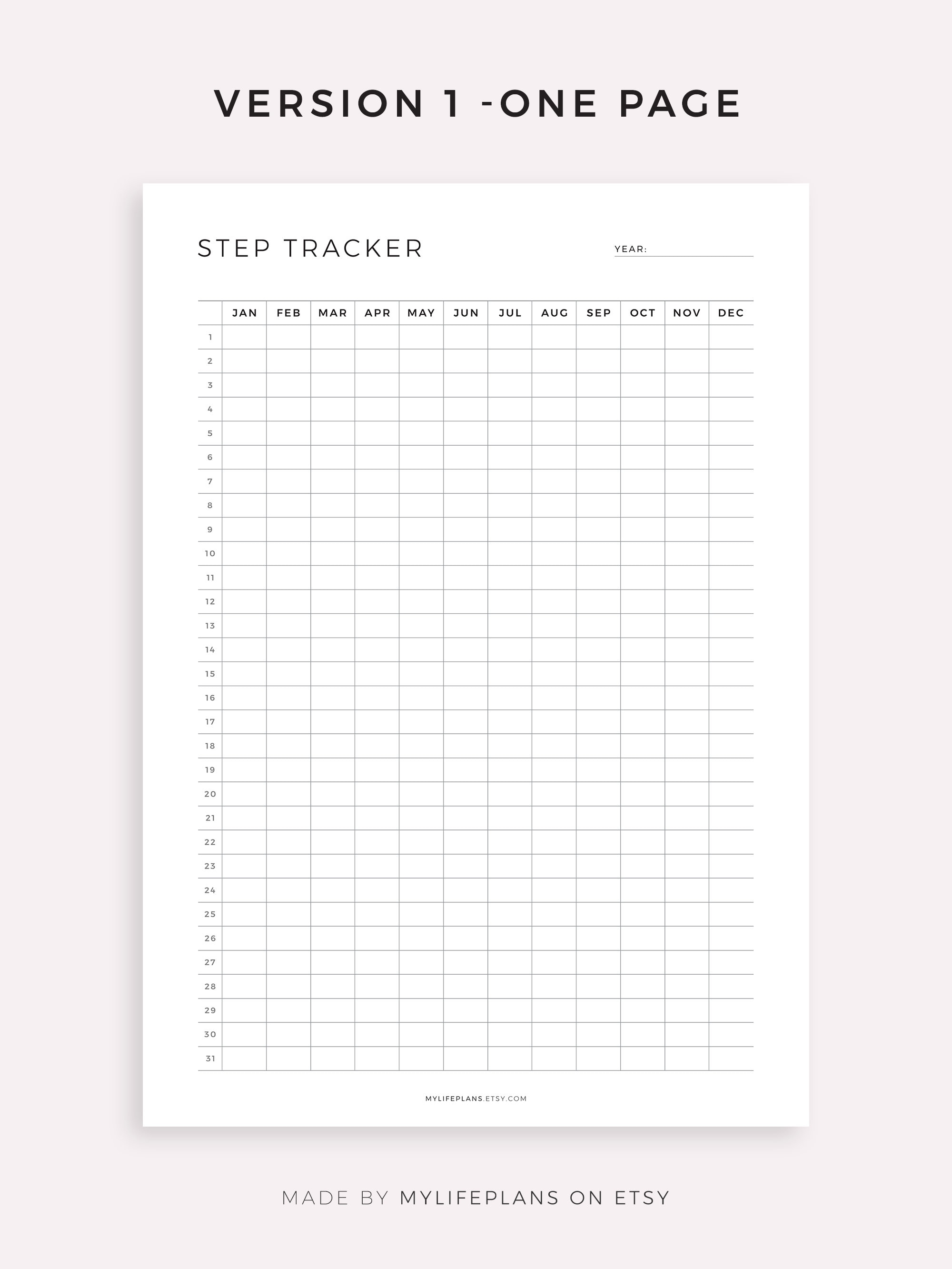 365 Day Step Tracker Printable Daily Step Record Exercise - Etsy UK