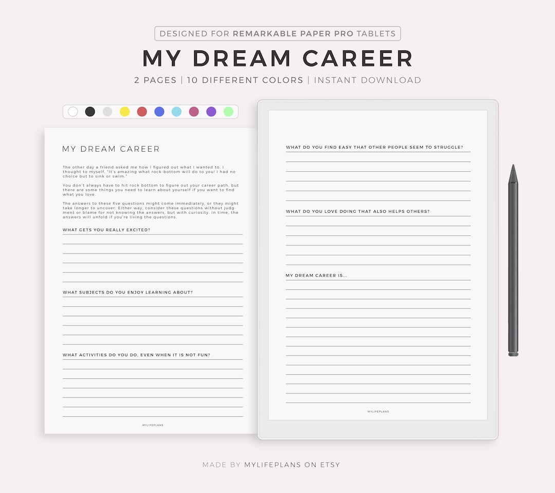 My Dream Career Planner, Career Goals, Career Change, Compatible With ...