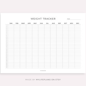 365 Day Weight Tracker Digital Landscape, Daily Weight Journal, Weight ...