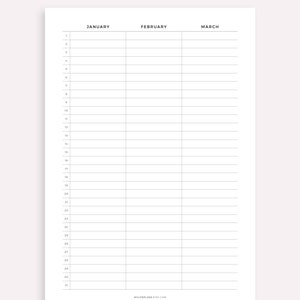 Year Calendar on Four Pages Printable, Quarterly Overview, Yearly ...