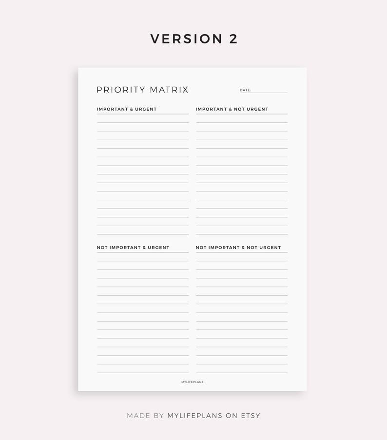 Priority Matrix Planner for Supernote A5X2/A5X/A5/A6X2/A6X/A6, Decision ...