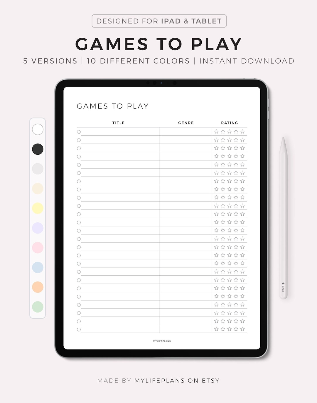 Video Games to Play, Gaming Journal, Digital Gamer Log, Digital ...