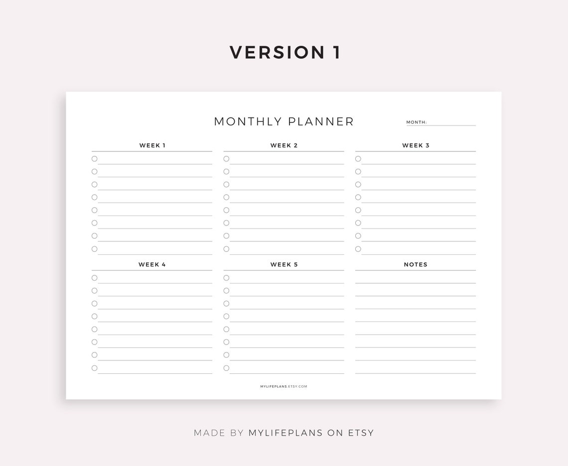 Monthly Task List Landscape Monthly Planning Printable to Do - Etsy