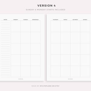 2 Page Blank Monthly Calendar, Minimalist Calendar Template, Compatible ...