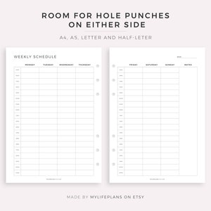 Hourly Weekly Schedule on 2 Pages Printable, Weekly Planner, Week at a ...