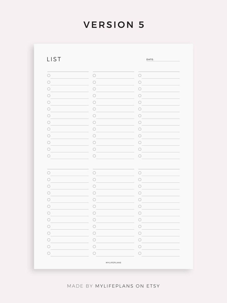 Blank Checklist Template for Supernote A5X2/A5X/A5/A6X2/A6X/A6, Instant ...