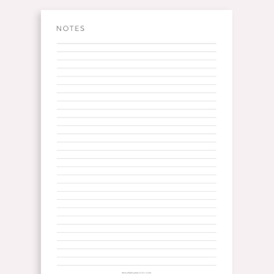 Notes Page Printable, Lined Notes Template, Note Taking, Writing Paper ...