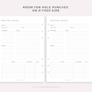 Meeting Notes Template Printable, Meeting Minutes, Meeting Agenda ...